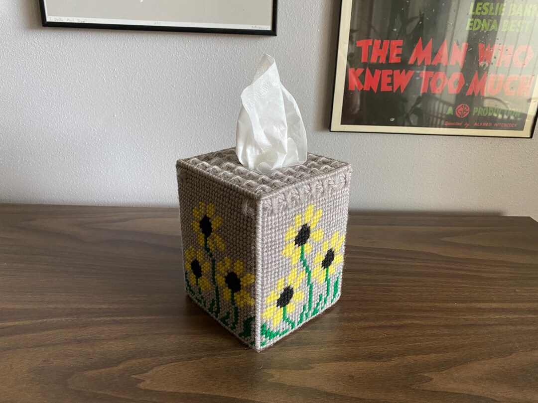 Embroidered Tissue Box Cover Flowers Decor Kneenex - Etsy