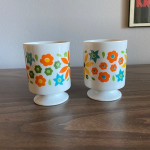 Flower Power Coffee Mugs Pair Footed With Handles - Etsy