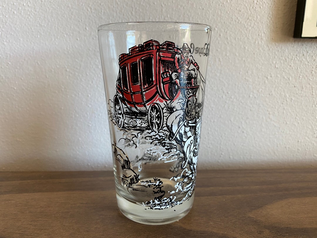 Hazel Atlas Cocktail Glass Stagecoach Transportation Tumbler | Vintage ...
