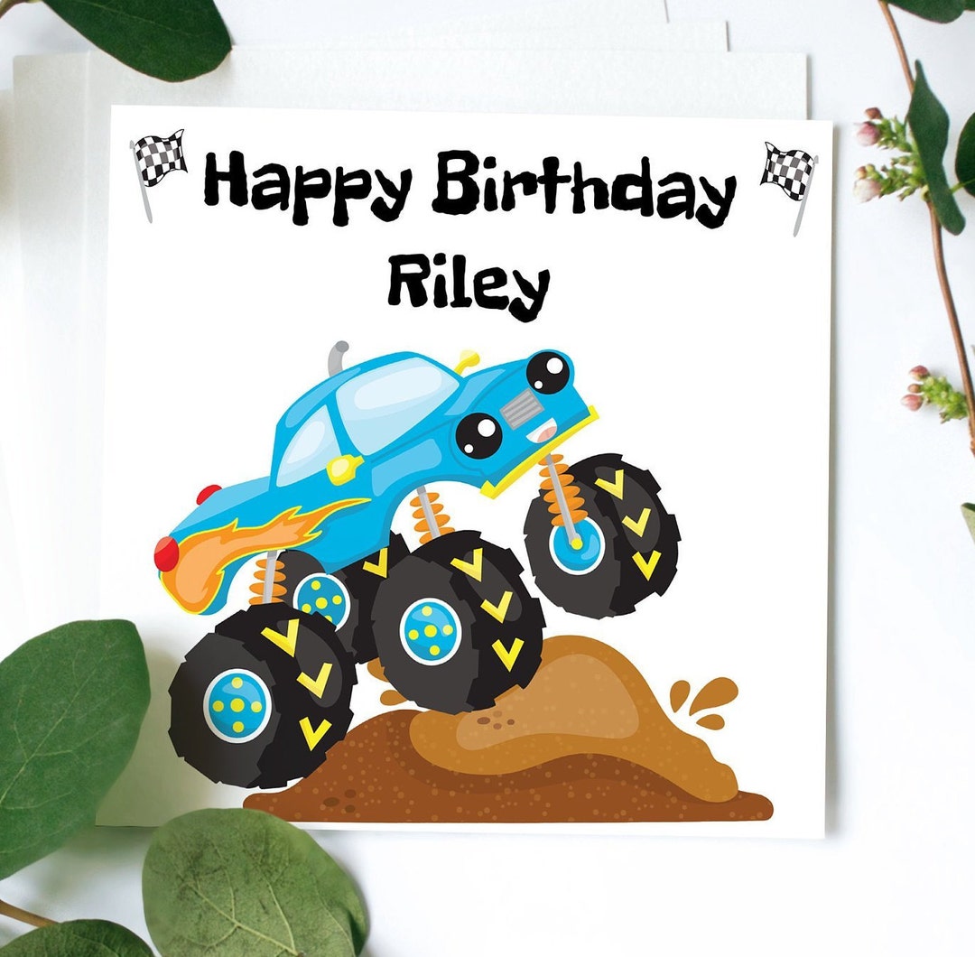 Monster Truck Birthday Card, Happy Birthday Card, Birthday Card - Etsy