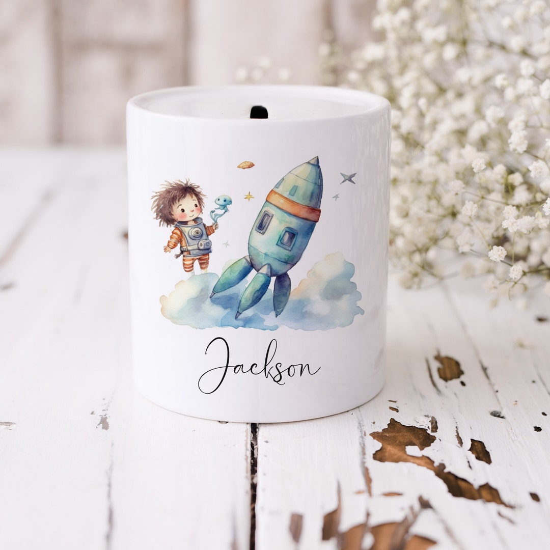 Personalised Money Box, Space Rocket Money Box, Space Rocket Gift, Gift ...