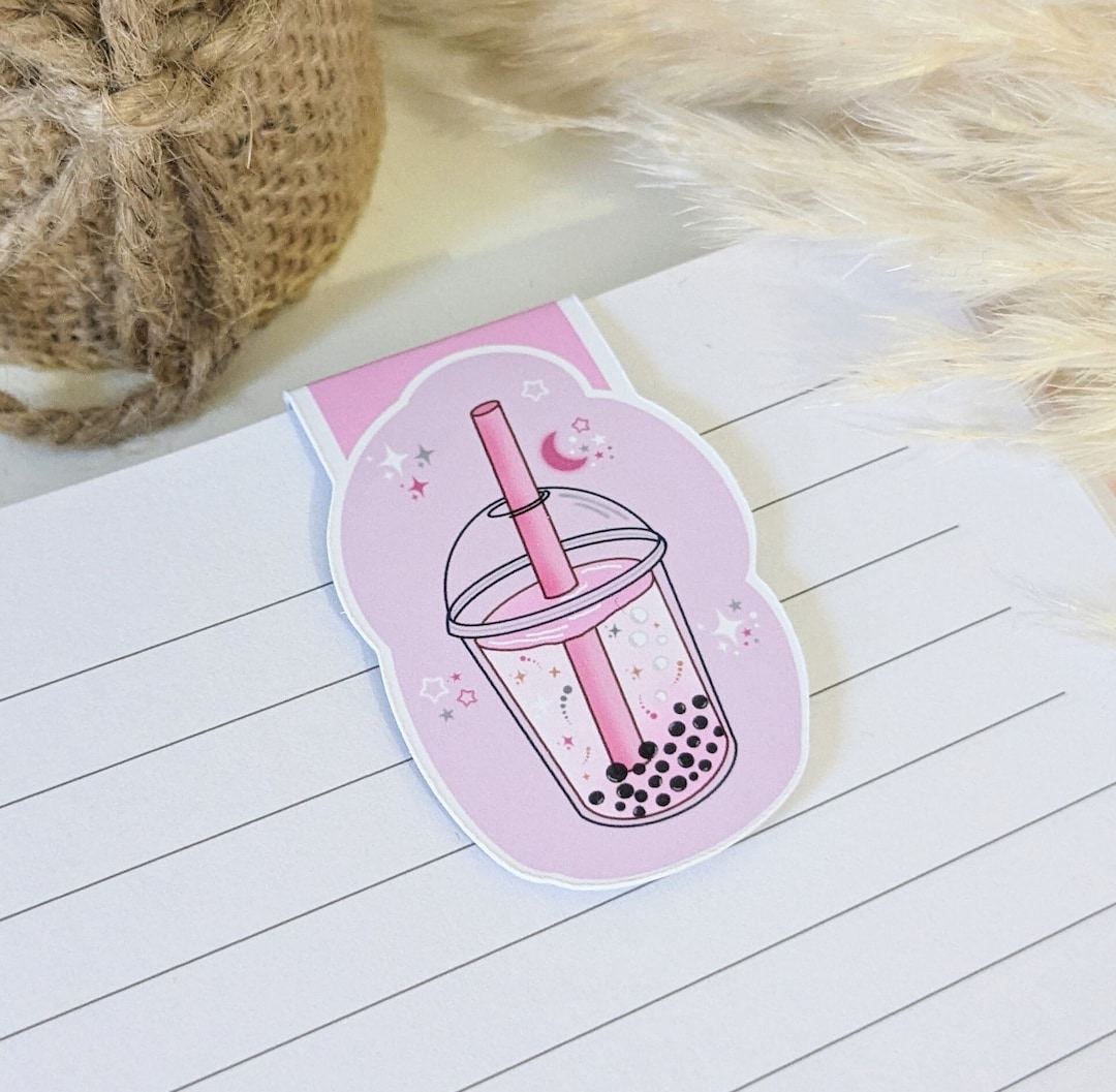 Bubble Tea Magnetic Bookmark, Boba Bookmark, Kawaii Bookmark, Magnetic ...