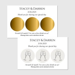 Wedding Scratch Card, Custom Scratch Card, Wedding Favours, Drink Token ...