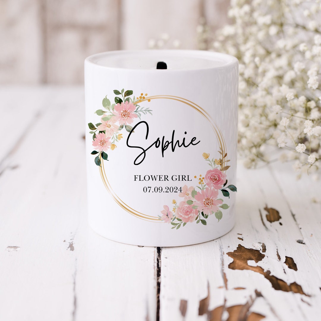 Personalised Flower Girl Money Box, Flower Girl Money Box, Ceramic ...