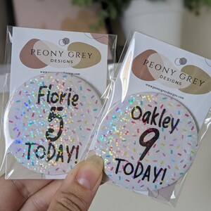 Holographic Birthday Badge, Personalised Badge, Sparkly Birthday Badge ...
