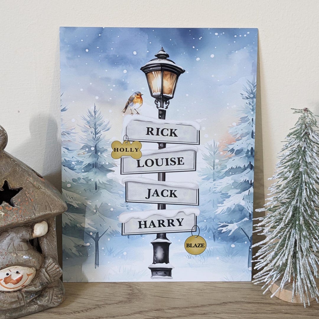 Personalised Family Christmas Sign, Family Christmas Plaque, Sign Post ...