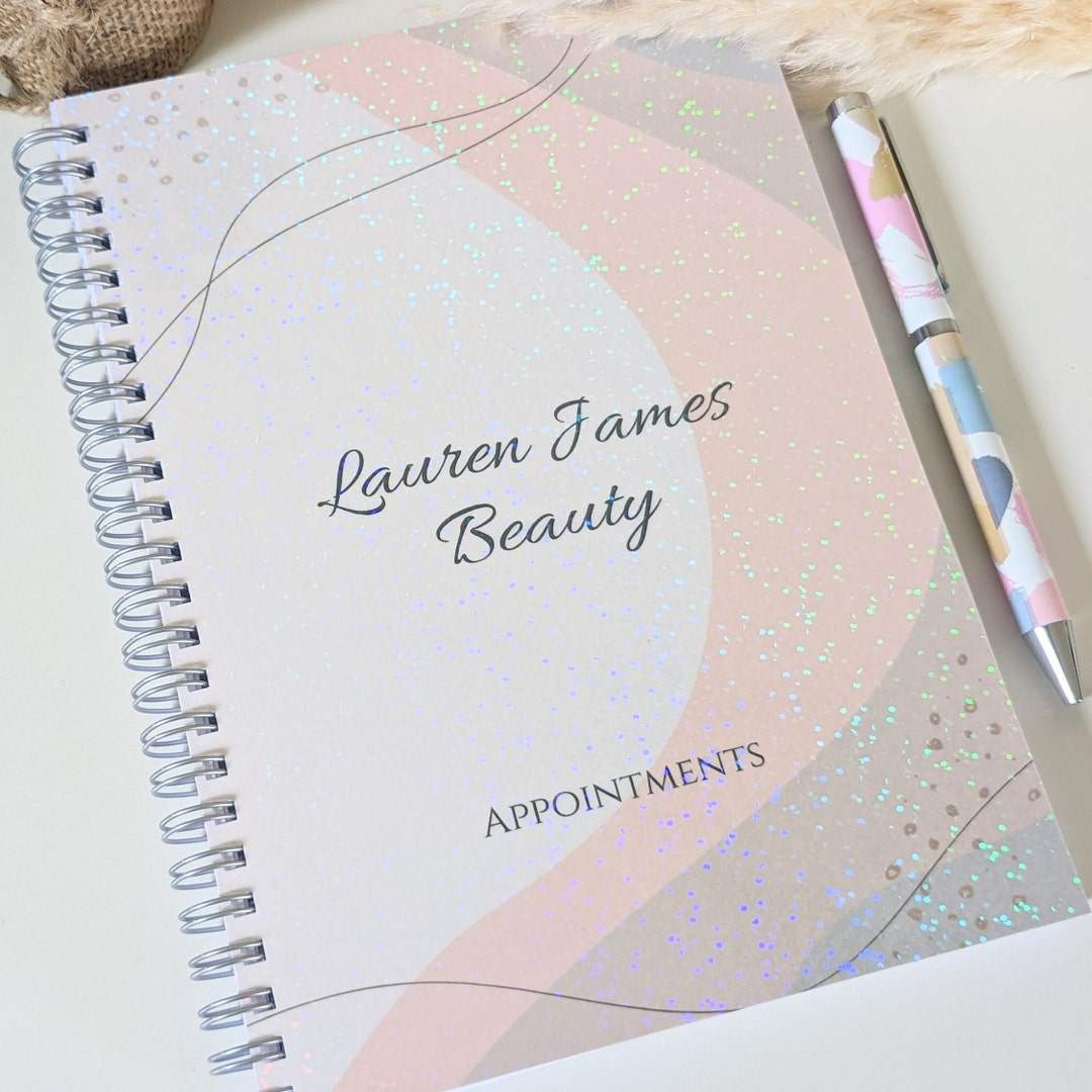 Personalised A5 Holographic Appointment Book, Small Business Stationery ...