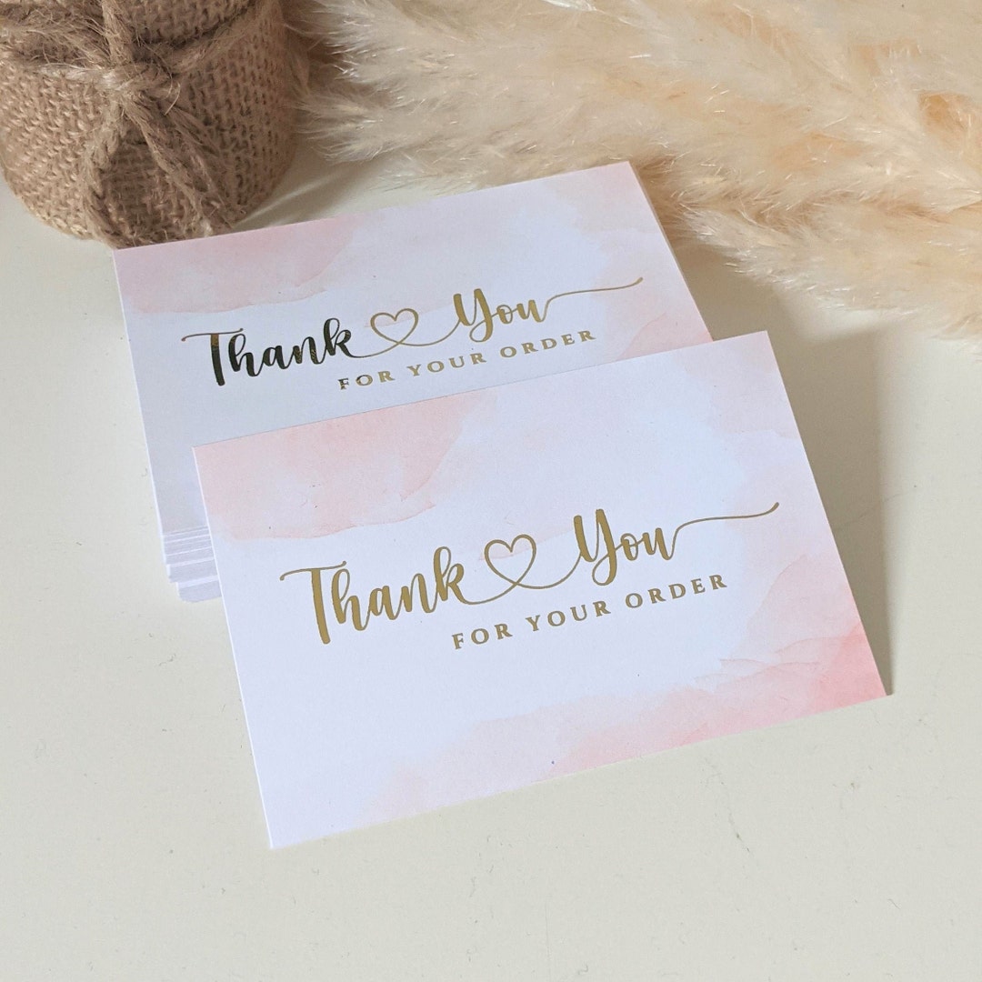 Foiled Thank You for Your Order Cards Watercolour Business - Etsy