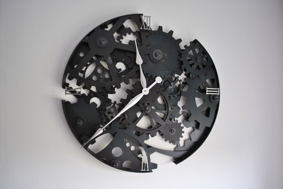 Steel Circle of Cogs and Gears Industrial Steampunk Metal Clock - Etsy