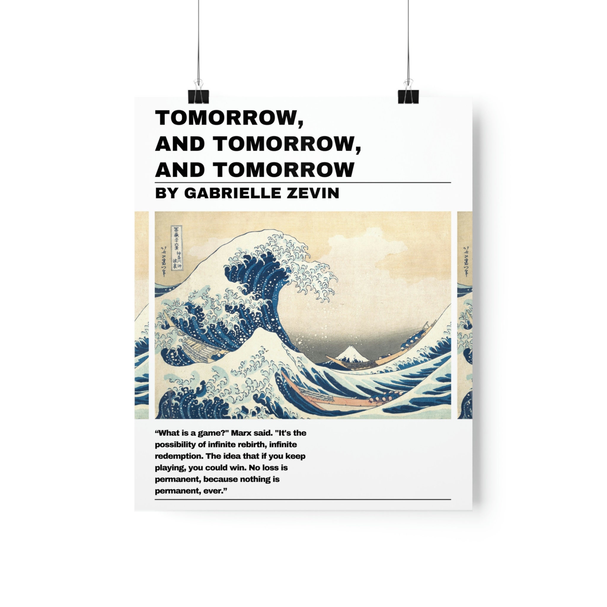 Tomorrow, and Tomorrow, and Tomorrow Book Quote Poster Book Cover Art ...
