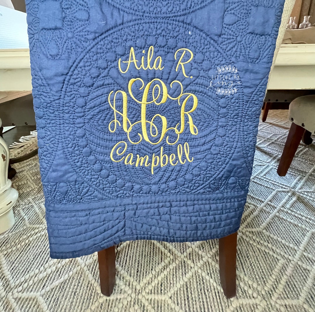 Monogrammed Baby Quilt - Heirloom Quilt- Baby Shower Gift- Baby Boy ...
