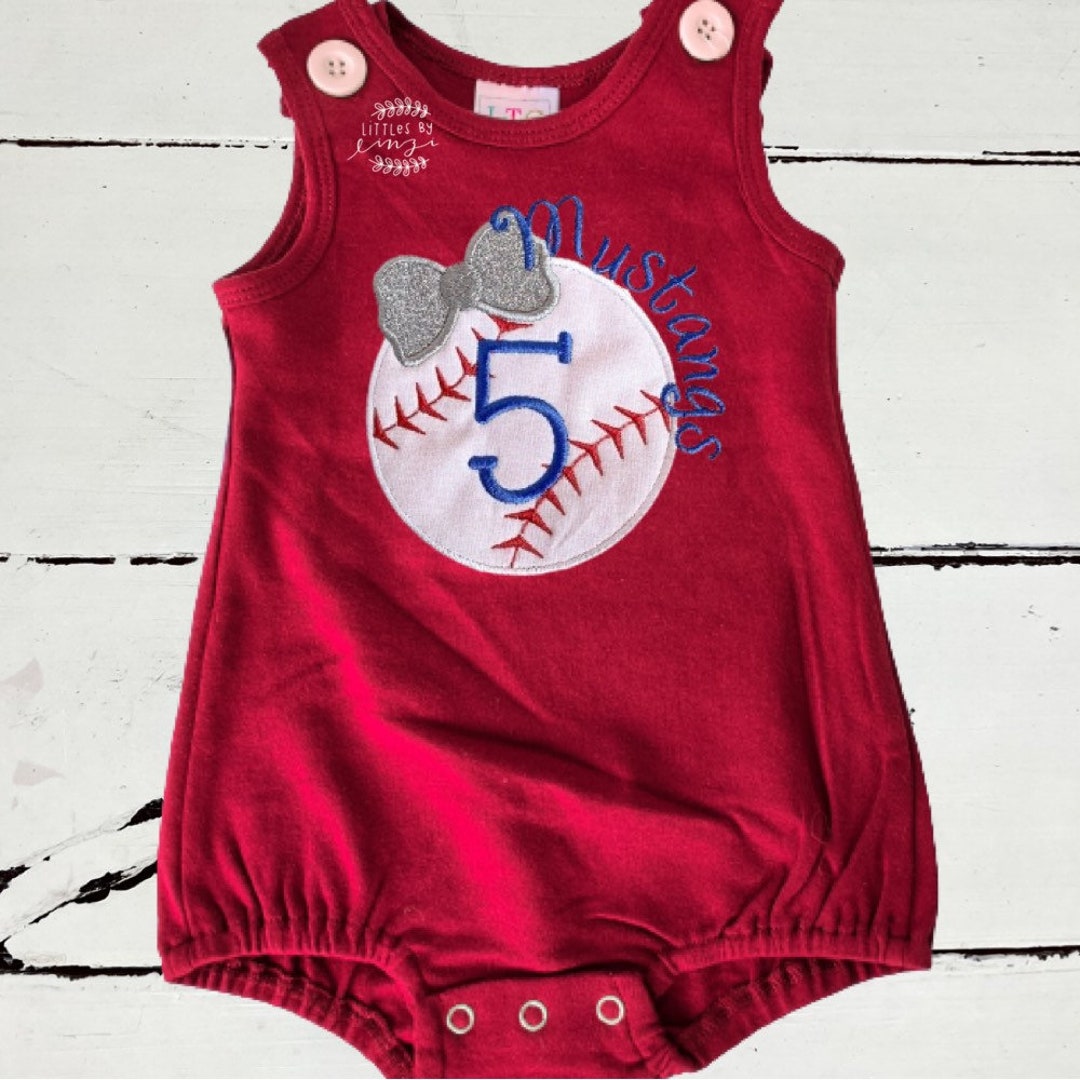 Baseball Baby Bubble Outfit- Baseball Monogram Sunsuit - Baby Girl ...