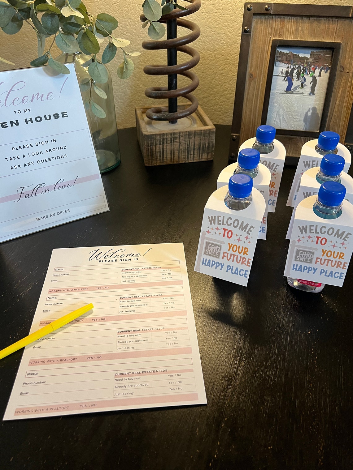 Realtor Open House Water Bottle Tag Bottle Label Future Happy Place ...