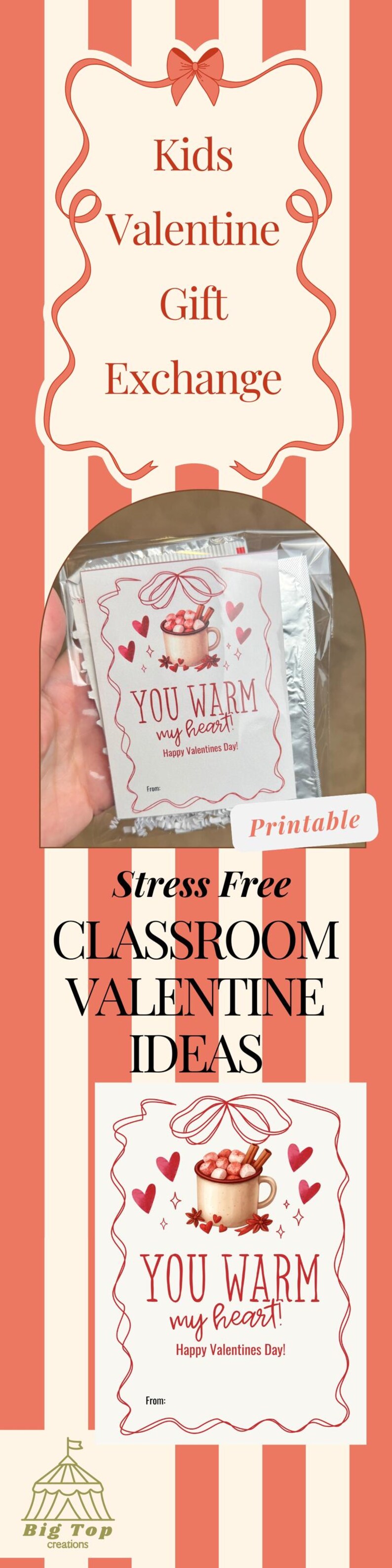 Classroom Hot Chocolate Valentine Printable Tag Digital Download Card ...