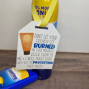 Realtor Sunscreen Referral Gift Tag Don't Get Burned Real Estate Pop-by ...