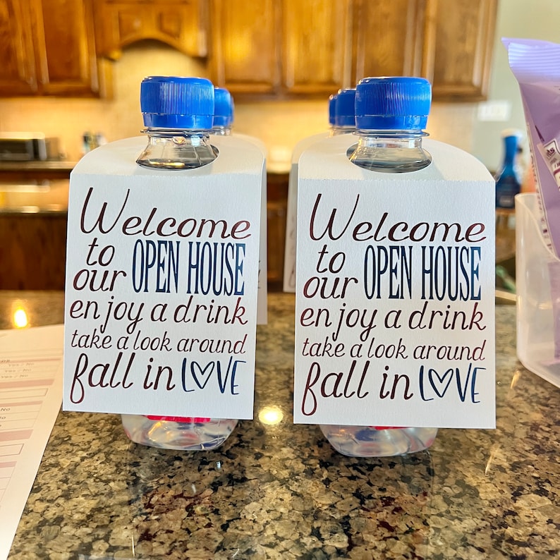Welcome to Our Open House Water Bottle Tag Marketing Real Estate ...