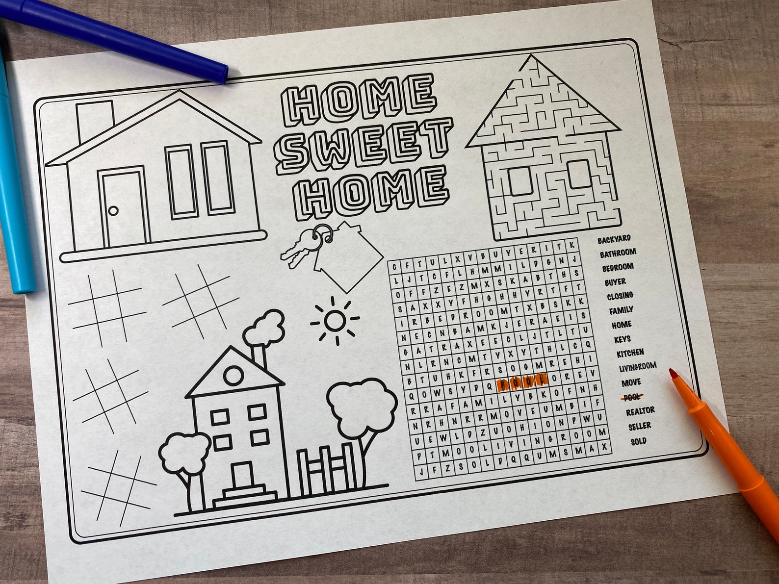 Open House Kids Coloring Page Digital Download Home Sweet Home Realtor ...