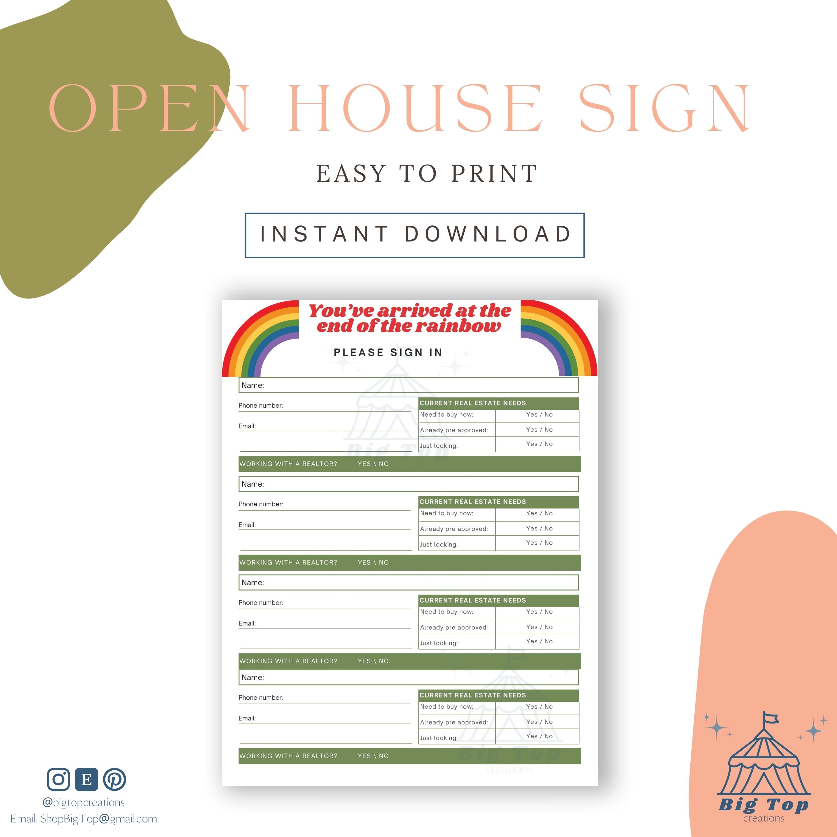 St Patricks Day Open House Sign in Sheet Open House Welcome Sign ...