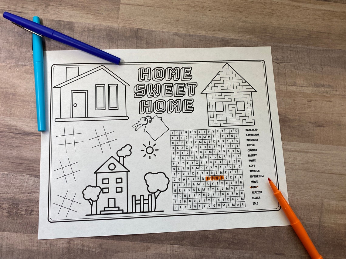 Open House Kids Coloring Page Digital Download Home Sweet Home Realtor ...