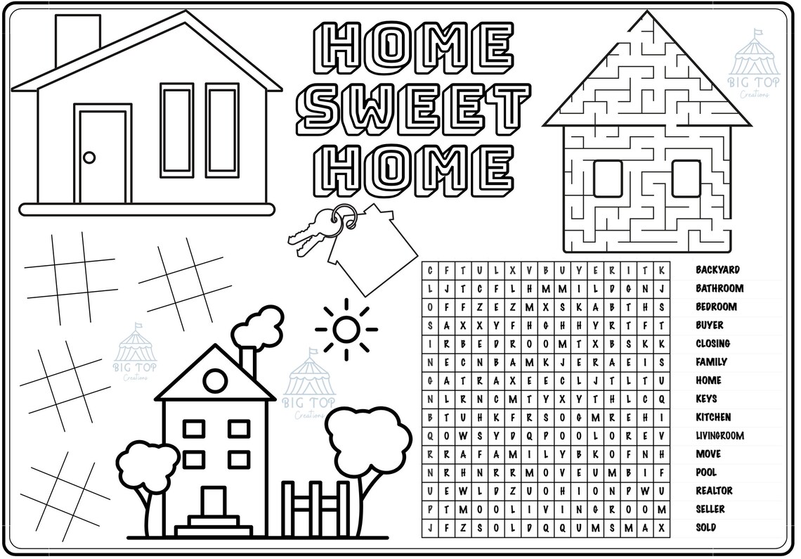Open House Kids Coloring Page Digital Download Home Sweet Home Realtor ...