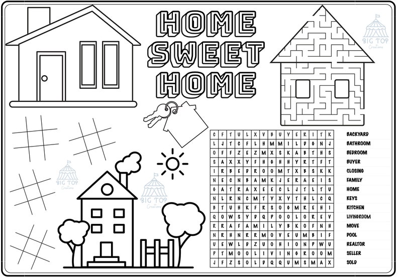 Open House Kids Coloring Page Digital Download Home Sweet Home Realtor ...