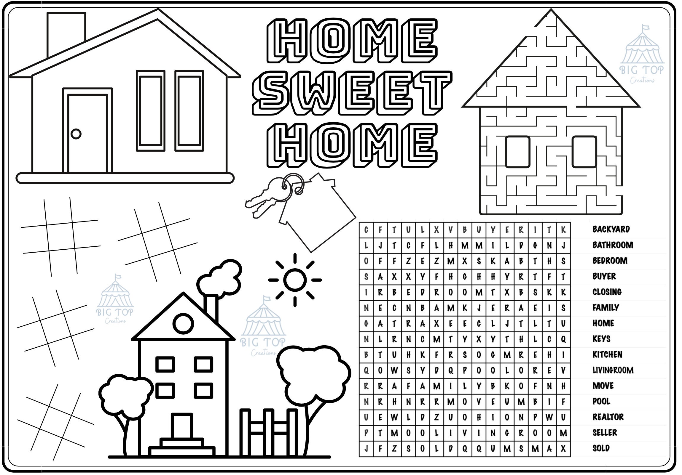 Open House Kids Coloring Page Digital Download Home Sweet Home Realtor ...