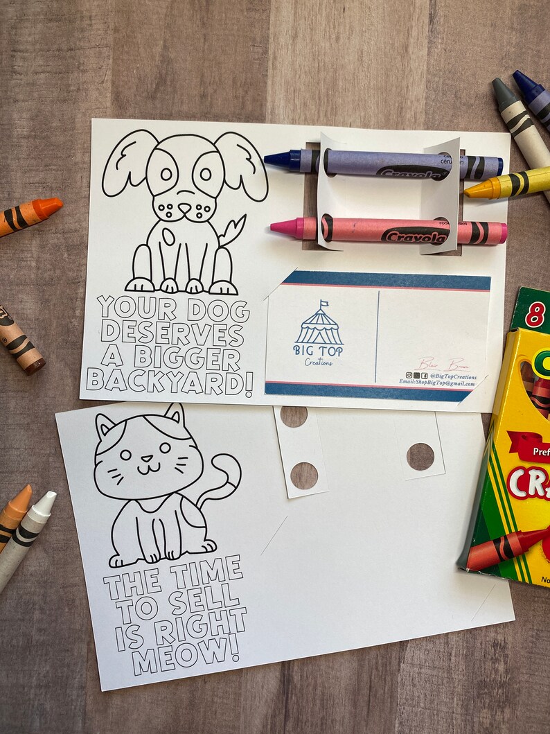 Kids Pet Open House Coloring Card Real Estate Dog Theme Marketing ...