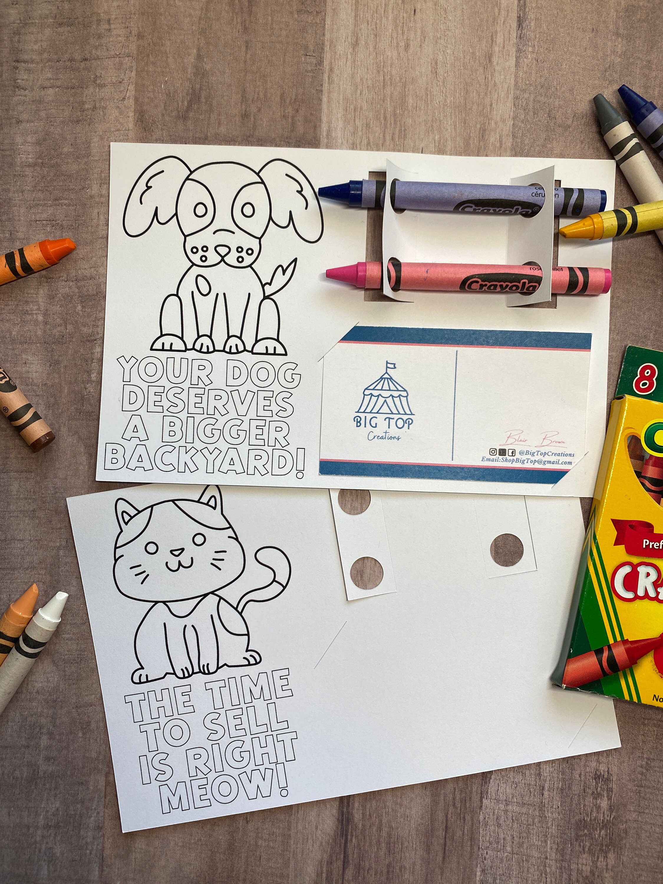 Kids Pet Open House Coloring Card Real Estate Dog Theme Marketing ...