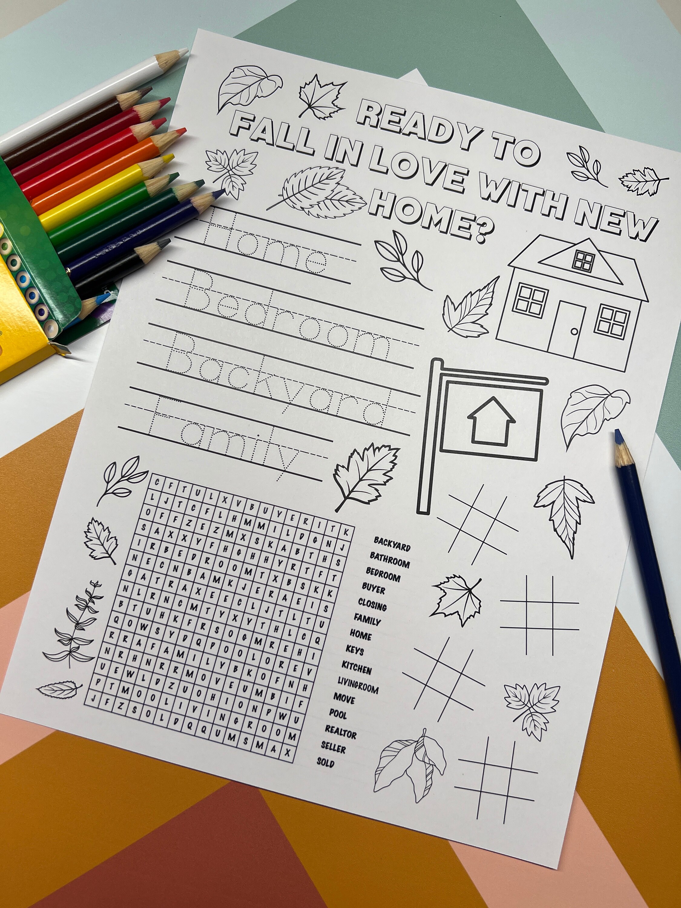 Open House Fall Kids Activity Page Realtor Open House Coloring - Etsy
