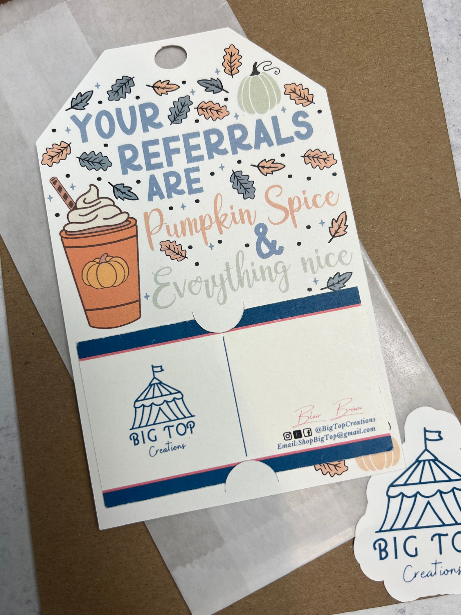 Realtor Referral Tag Pumpkin Spice Pop by Tag Business Card - Etsy