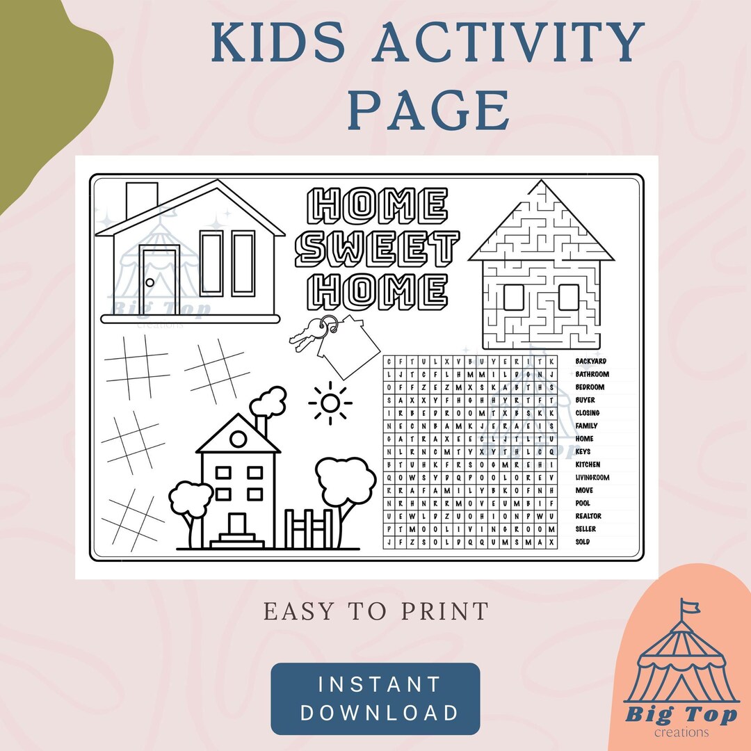 Realtor Coloring Page Open House Kids Activity Printable Digital ...