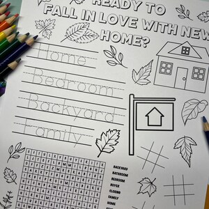 Open House Fall Kids Activity Page Realtor Open House Coloring Page ...