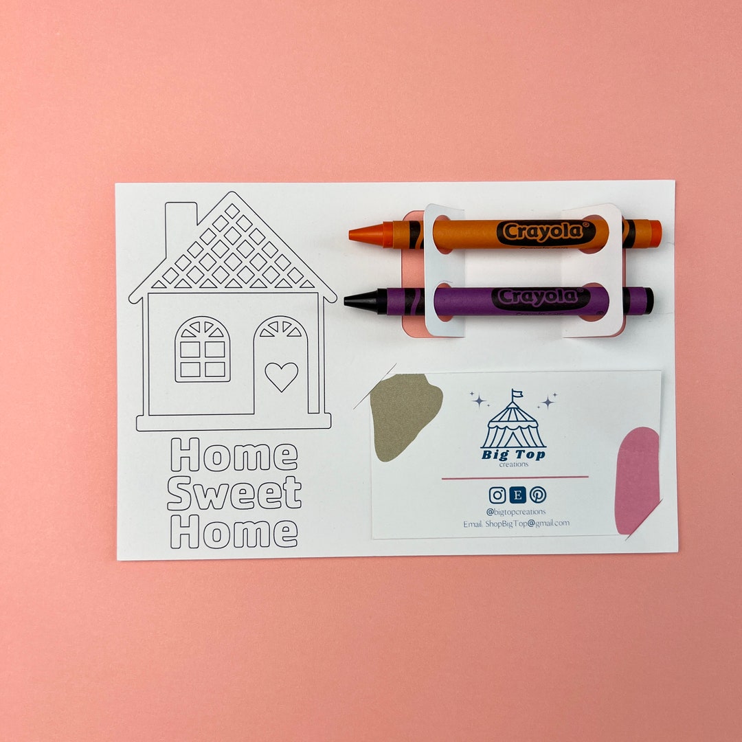 Bulk Home Sweet Home Kids Coloring Card Open House Realtor Giveaway ...