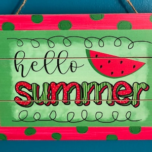 Hello Summer Sign, Signs, Wreath Sign, Watermelon Sign, Summer Wall ...
