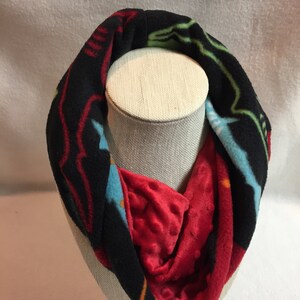 Reversible Fleece Cowl 1 Colorful Sharks, 2 Dimple Cuddle Solid Red SC049 - Etsy