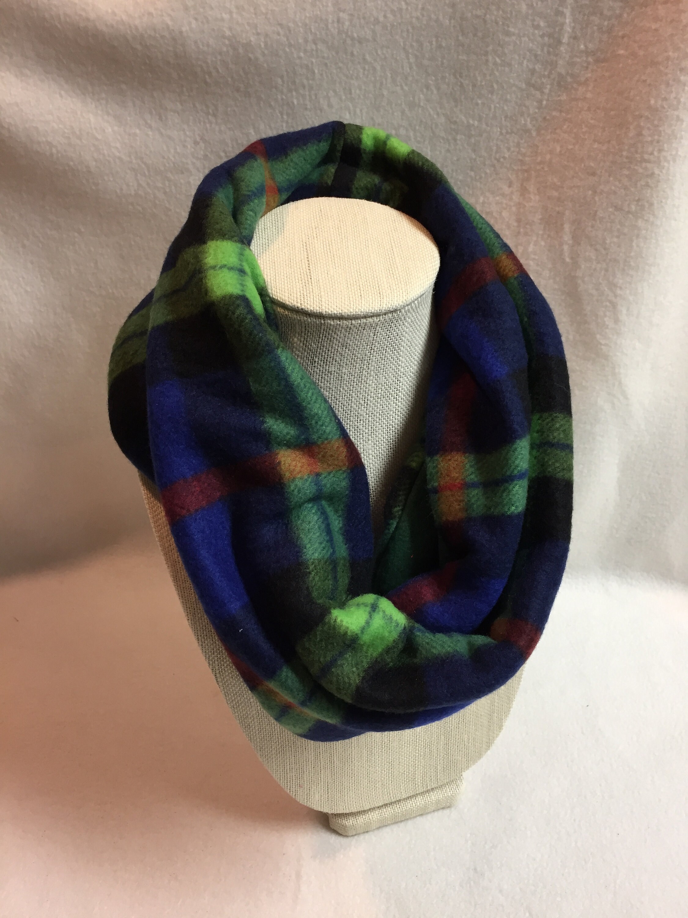 Reversible Fleece Cowl 1 Blue/green/red Plaid, 2 Solid Green SC046 - Etsy
