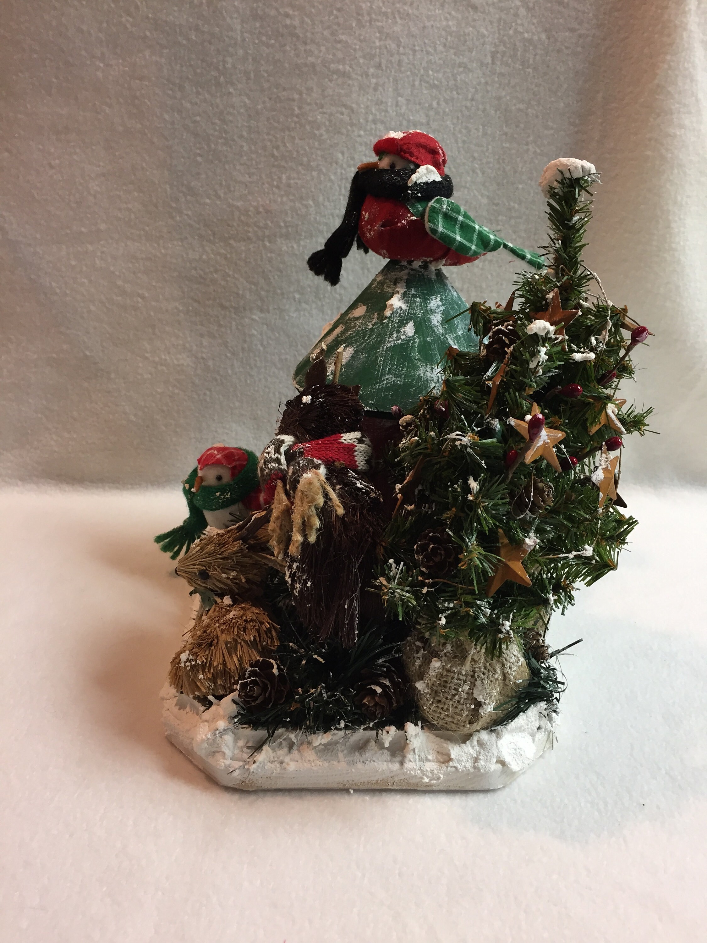 Large Rustic Winter Display With Birdhouse, Decorated Trees and Forest ...