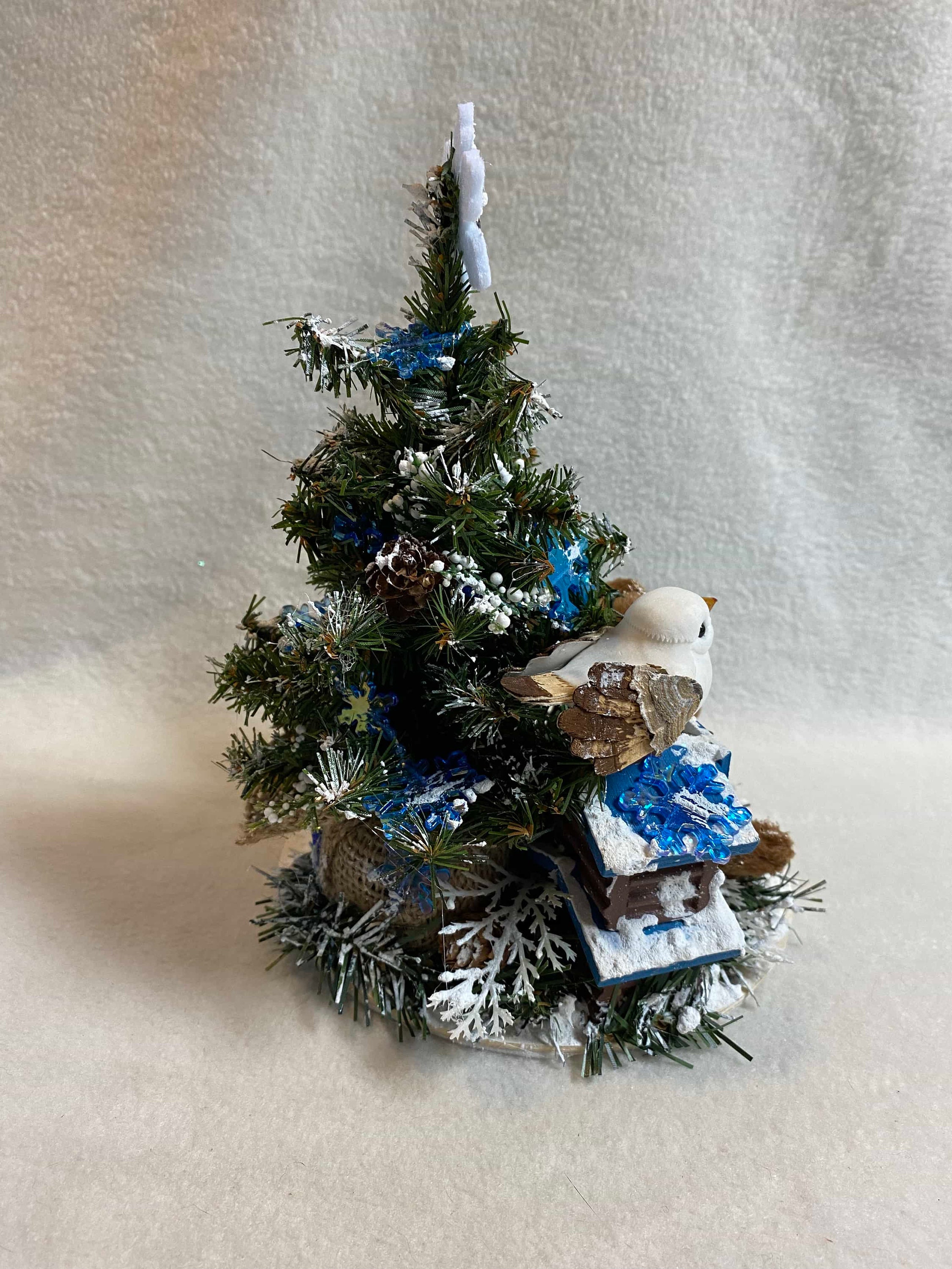 Bear With White Bird in Woodsy Snow Covered Tree Display SE073 - Etsy