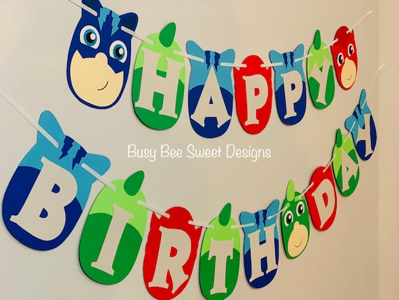 PJ Masks Happy Birthday Banner / PJ Masks Party / PJ Masks Birthday ...