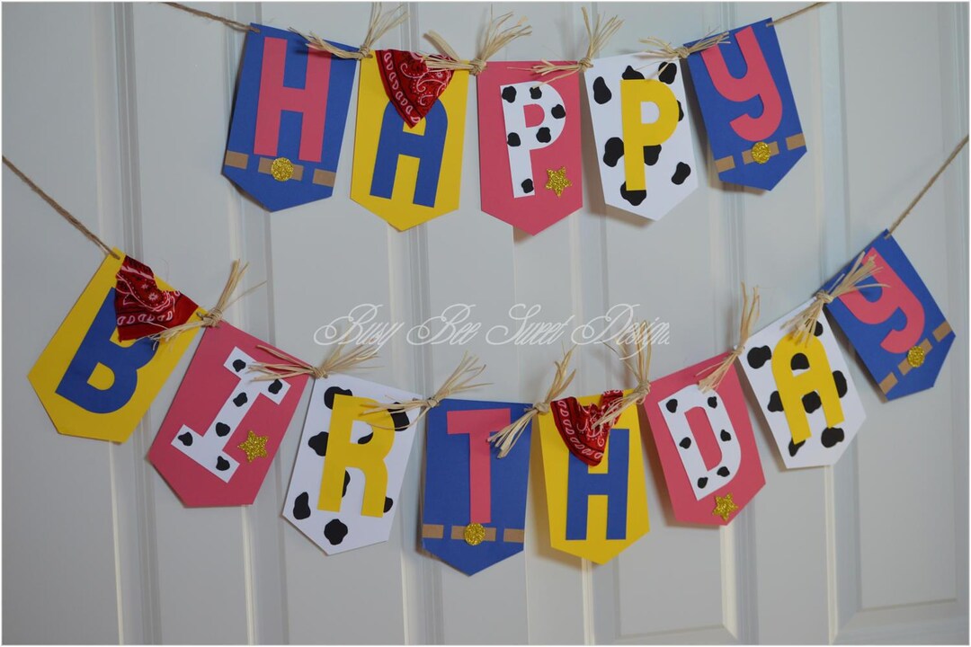 Toy Story Happy Birthday Banner / Toy Story Inspired Woody - Etsy