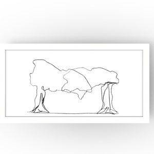 Pencil Tree Art, Free Line, Framed Print, Home and Office Décor ...