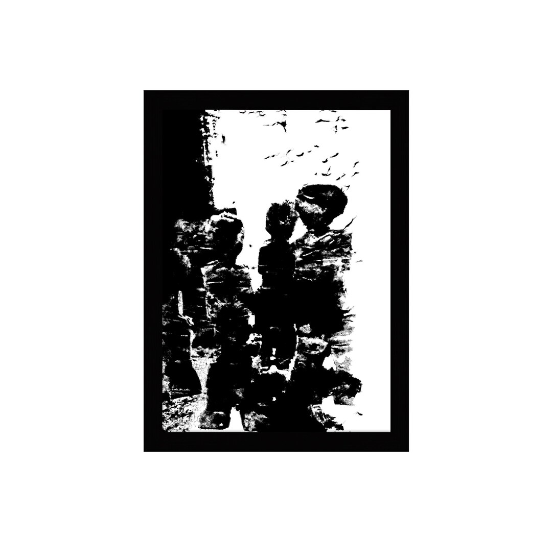 Sight Into Merger - Framed Work in Black and White Abstract Art Print ...