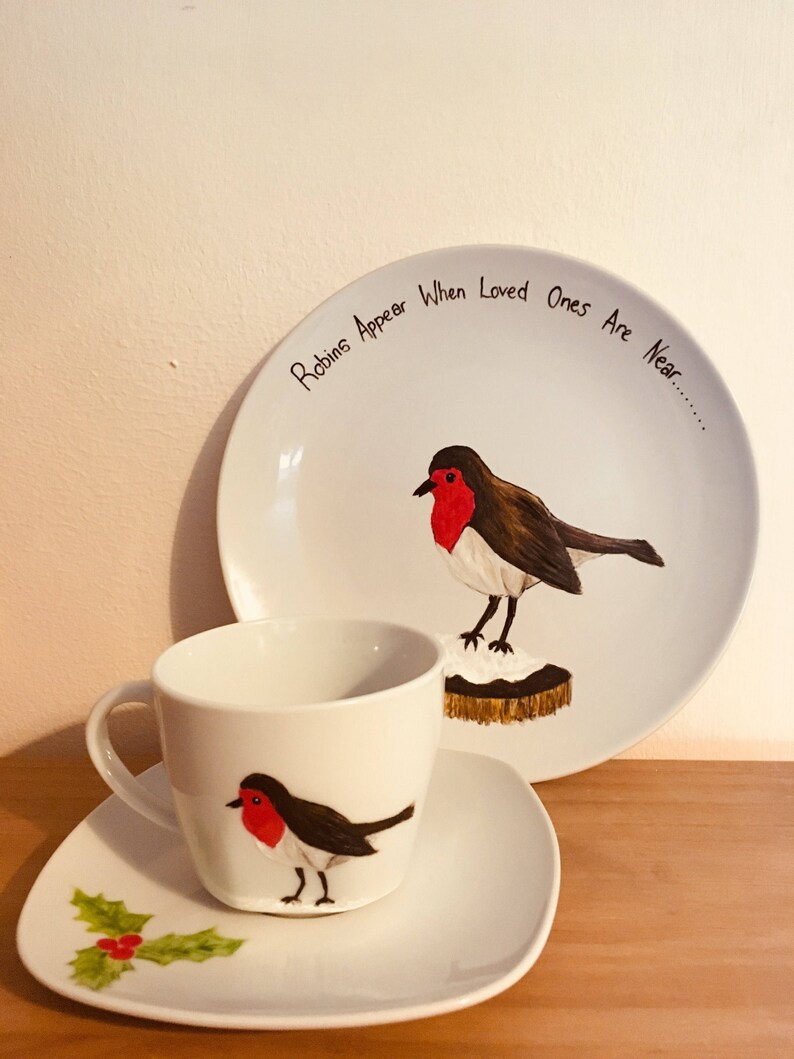 Robin Tea Cup & Saucer-christmas Gift - Etsy