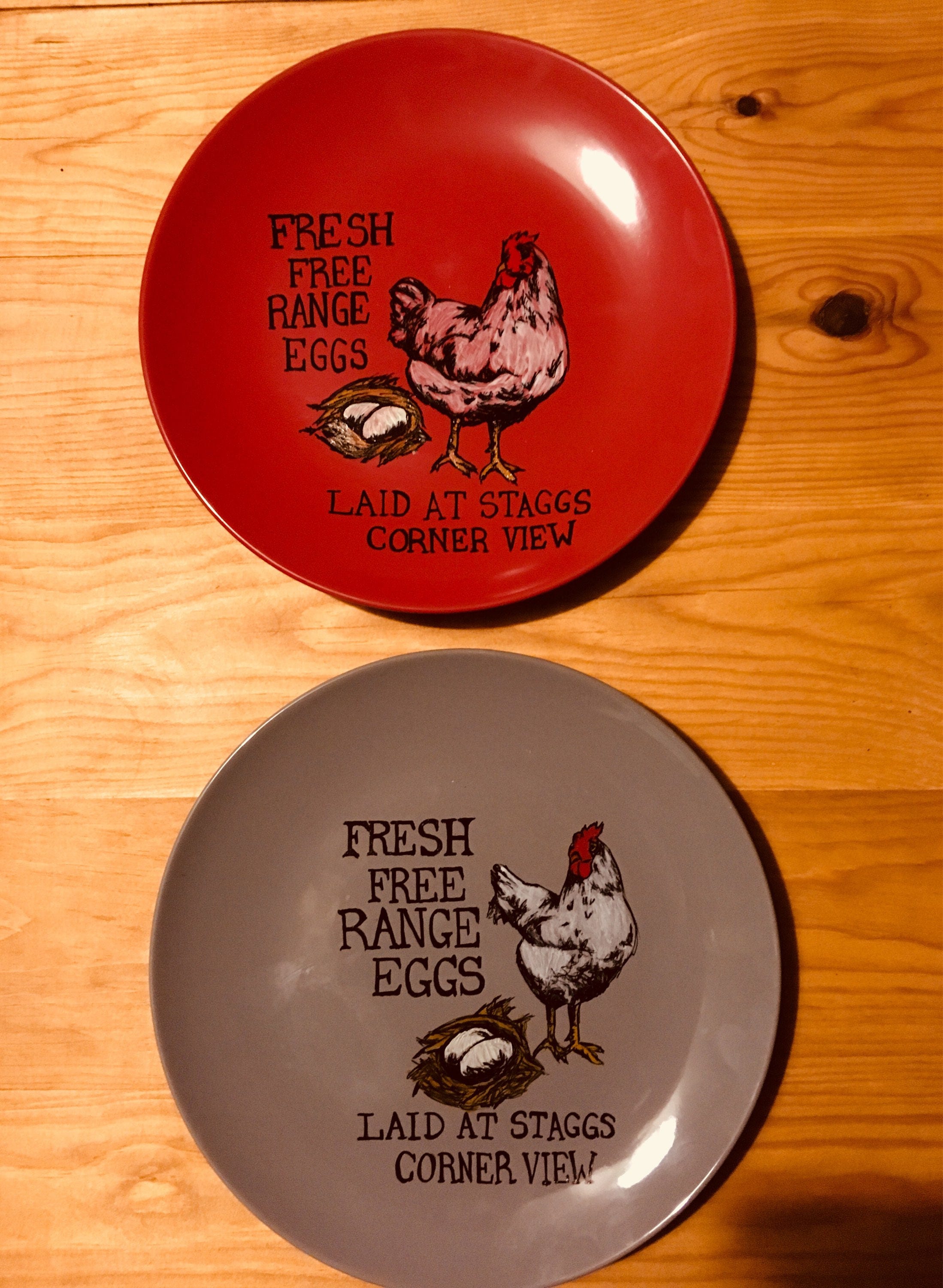 Bull Plate Chicken Plate. Hand Painted Decorative Country Kitchen ...