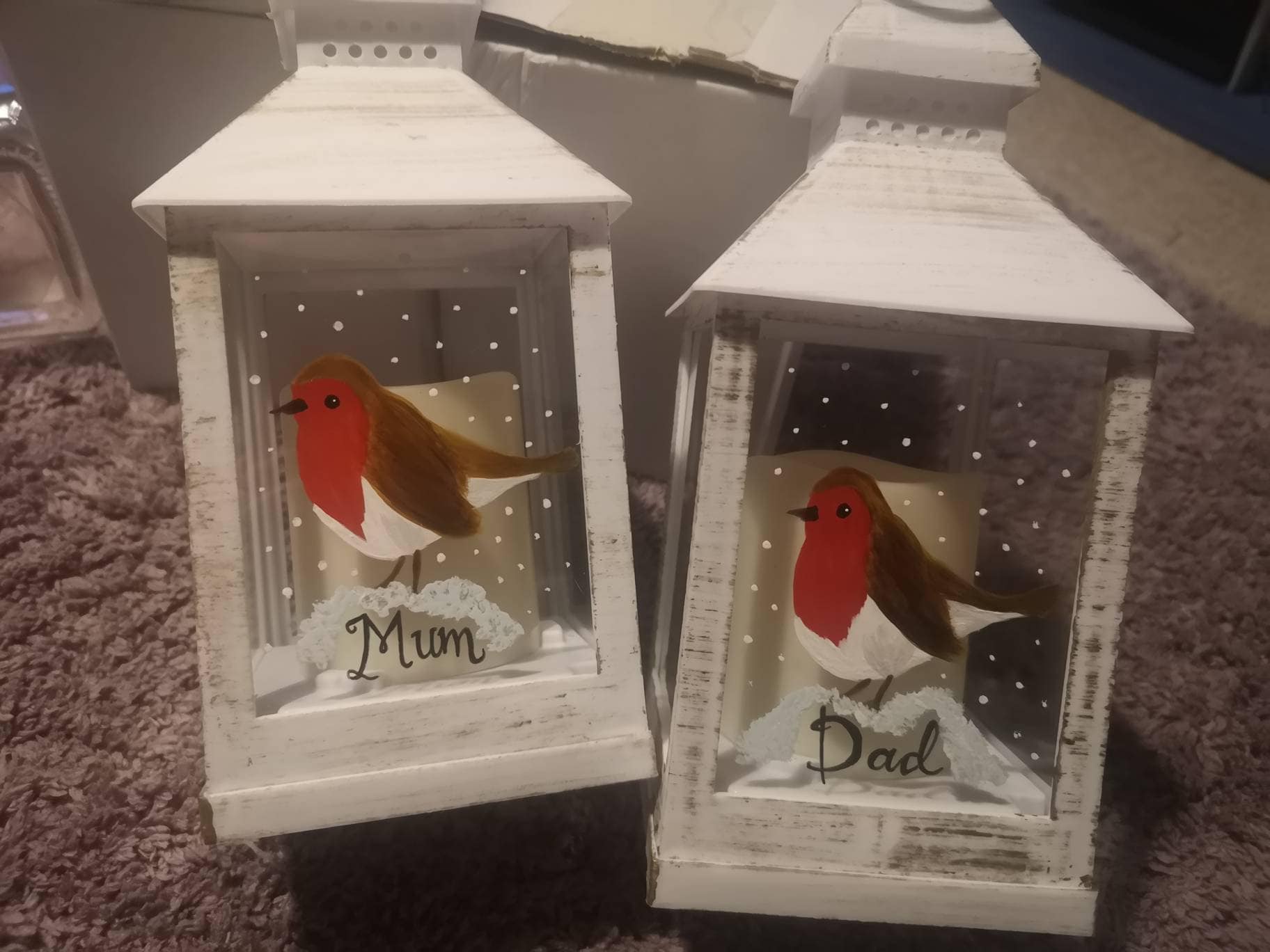 Robin Lantern. Hand Painted Lantern. Robin Candle. Personalised Lantern ...