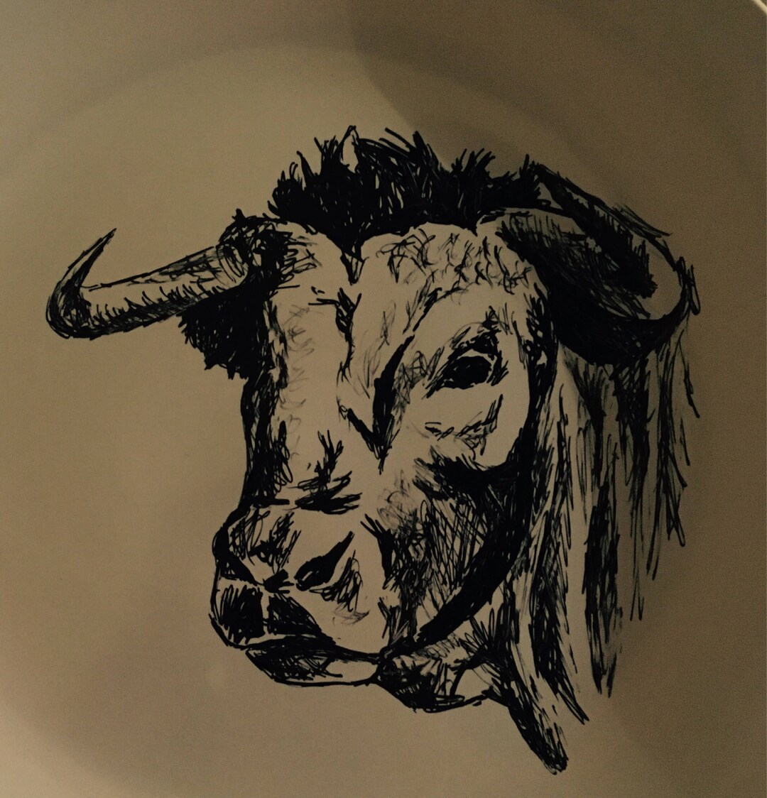 Bull Plate- Chicken Plate. Hand Painted Decorative Country Kitchen ...