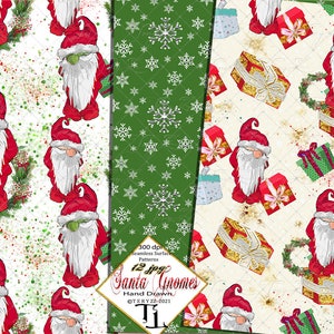 Gnome Digital Paper Santa Claus Christmas Seamless Pattern - Etsy