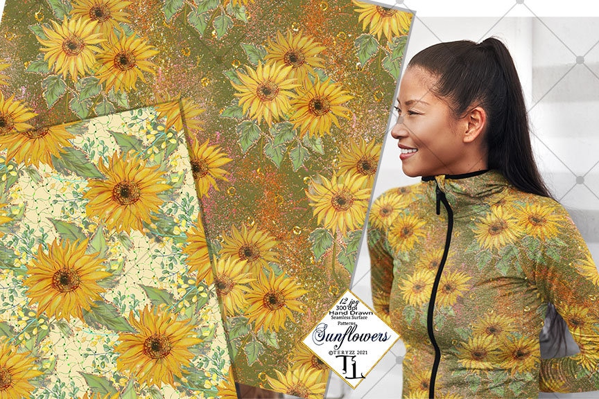 Sunflower Digital Paper Seamless Patterns Printable - Etsy