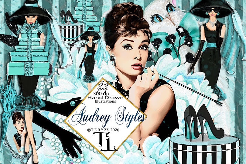 Breakfast at Tiffanys Clipart, Fashion Clipart Audrey Hepburn's Styles ...