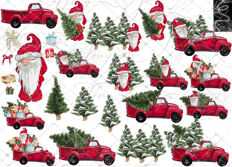 Christmas Gnomes Clip Art, Christmas Truck Santa Claus Clip Art Santa ...